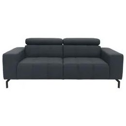 2-Sitzer DOMO collection "Cunelli" Sofas Gr. B/H/T: 208cm x 79cm x 104cm, Echtleder, Mit Kopfteilverstellung, grau (anthrazit) wahlweise inklusive 6-fach verstellbarer Kopfteilverstellung