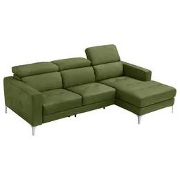 Ecksofa Egoitaliano "Matt, erstklassiger Sitzkomfort, aufwendige Detailverarbeitung, L-Form" Sofas Gr. B/H: 247cm x 100cm, Luxus-Microfaser BLUSH, Recamiere rechts, grün (kiwi) mit verstellbaren Kopfteilen zum Relaxen