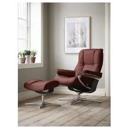 Relaxsessel stressless "Mayfair" Sessel Gr. Leder PALOMA, Cross Base Schwarz, Relaxfunktion-Drehfunktion-PlusTMSystem-Gleitsystem-BalanceAdaptTM, B/H/T: 92cm x 103cm x 79cm, rot (cherry paloma) mit Hocker, Cross Base, Größe S, M & L, Holzakzent Schwarz