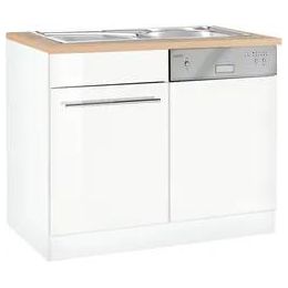 Spülenschrank KOCHSTATION "KS-Eton", weiß (weiß hochglanz), B:110cm H:85cm T:60cm, Schränke, Breite 110 cm, inkl. Tür/Sockel für Geschirrspüler