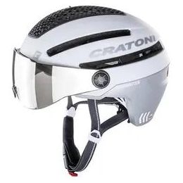 Fahrradhelm Cratoni "Pedelec-Helm Commuter" Helme Gr. 54/58 Kopfumfang: 54cm - 58cm, weiß (weiß matt) eingebautes Rücklicht, Reflektoren