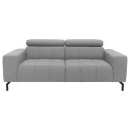 2-Sitzer DOMO collection "Cunelli" Sofas Gr. B/H/T: 208cm x 79cm x 104cm, Echtleder, Mit Kopfteilverstellung, grau (hellgrau) wahlweise inklusive 6-fach verstellbarer Kopfteilverstellung