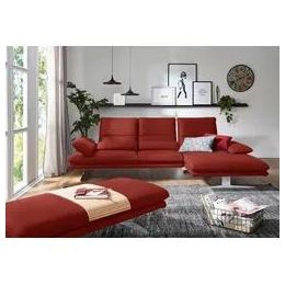 Ecksofa W.Schillig "broadway" Sofas Gr. B/H/T: 291cm x 94cm x 164cm, Stoff S37, Longchair rechts, mit Sitztiefenverstellung-mit Kopfteilverstellung-mit Seitenteilverstellung, rot (marsala s37) Sitztiefenverstellung, Kopfteil- & Seitenteilverstellung, Breite 291cm