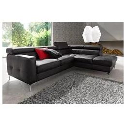 Ecksofa COTTA "Sammy L-Form" Sofas Gr. B/H/T: 239cm x 74cm x 207cm, Luxus-Kunstleder, Ottomane rechts, mit Bettfunktion-mit Kopfteilverstellung, schwarz inklusive Kopfstützen-Höhenverstellung, wahlweise mit Bettfunktion