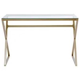 Schreibtisch Jahnke "XTRA" Tische Gr. B/H/T: 110cm x 72cm x 50cm, Klarglas/Gold, goldfarben (klarglas/gold + klarglas) Schreib-, Schmink-, Konsolentisch, Oberplatte aus ESG-Sicherheitsglas