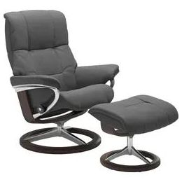 Relaxsessel stressless "Mayfair" Sessel Gr. Leder BATICK, Signature Base Wenge, Relaxfunktion-Drehfunktion-PlusTMSystem-Gleitsystem-BalanceAdaptTM, B/H/T: 92cm x 103cm x 79cm, grau (grau batick) mit Hocker, Signature Base, Größe S, M & L, Gestell Wenge