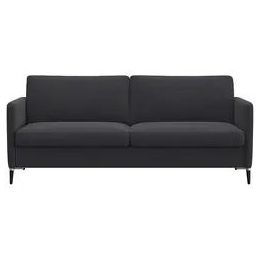 2-Sitzer FLEXLUX "Fiore" Sofas Gr. B/H/T: 164cm x 85cm x 92cm, Lederoptik, schwarz (gorilla blac) breite Armlehnen, Kaltschaum, Füße Alu+schwarz