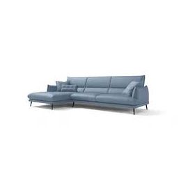 Ecksofa Egoitaliano "FUNNY, hochwertiges und aktuelles Design, bequeme Rückenlehne" Sofas Gr. B/H/T: 265cm x 90cm x 225cm, Leder, Recamiere links, blau (himmelblau) hochwertiger Sitzkomfort, L-Form