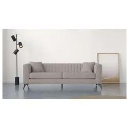 4-Sitzer Places of Style "MATTHEW B/T/H: 231/86/74 cm" Sofas Gr. B/H/T: 231 cm x 74 cm x 86 cm, Struktur weich, grau (taupe) XXL, Steppung im Rücken, lose Sitzkissen, incl 2. Zierkissen