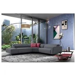 Ecksofa Egoitaliano Sofas Gr. B/H/T: 314cm x 96cm x 284cm, Luxus-Microfaser BLUSH, Recamiere links-Relaxelement rechts, mit Relaxfunktion, grau (charcoal) mit Relaxfunktion und verstellbaren Kopfteilelementen