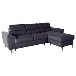 Sit & More Ecksofa SIT & MORE "Sorano L-Form" Sofas Gr. B/H/T: 250cm x 88cm x 161cm, Flachgewebe, Recamiere rechts, mit Bettfunktion, grau (anthrazit) wahlweise mit Bettfunktion und Bettkasten