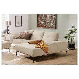 Ecksofa W.Schillig "run" Sofas Gr. B/H/T: 299cm x 88cm x 178cm, Longlife Xtra-Leder Z73, Recamiere rechts, mit Sitztiefenverstellung, beige (elfenbein z73) mit Holzsockel, Füße in Schwarz pulverbeschichtet, Breite 299 cm