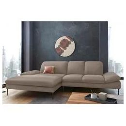 Ecksofa W.Schillig "enjoy&MORE" Sofas Gr. B/H/T: 310cm x 87cm x 185cm, Longlife Xtra-Leder Z59, Recamiere links, mit Kopfteilverstellung-mit Armlehnenverstellung-mit Sitztiefenverstellung, braun (stone z59) Sitztiefenverstellung, Füße schwarz pulverbeschichtet, Breite 310 cm