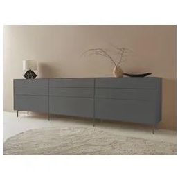 Sideboard LeGer Home by Lena Gercke "Essentials" Sideboards Gr. B/H/T: 336cm x 90cm x 42cm, 6 St., grau (anthrazit) Breite: 335cm, MDF lackiert, Push-to-open-Funktion