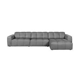 Ecksofa furninova "Chess, Designsofa mit sehr hohem Sitzkomfort, Eyecatcher im Wohnzimmer" Sofas Gr. B/H/T: 351cm x 74cm x 171cm, Recamiere rechts, weiß (silber) mit attraktiver Steppung, im skandinavischen Design