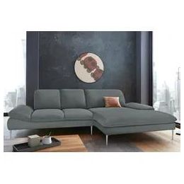 Ecksofa W.Schillig "enjoy&MORE" Sofas Gr. B/H/T: 310cm x 87cm x 185cm, Chenille-Flachgewebe R66, Recamiere rechts, mit Kopfteilverstellung-mit Armlehnenverstellung-mit Sitztiefenverstellung, blau (niagara r66) mit Sitztiefenverstellung, Füße silber matt, Breite 310 cm