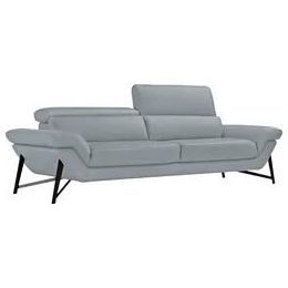 2,5-Sitzer Egoitaliano "Narcisa" Sofas Gr. B/H/T: 226cm x 96cm x 110cm, Leder NUVOLE, mit verstellbaren Kopfstützen, blau (himmel) mit verstellbaren Kopfstützen