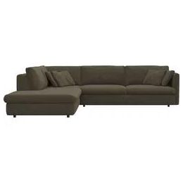 Ecksofa FLEXLUX "Lovane" Sofas Gr. B/H/T: 328cm x 84cm x 272cm, Lederoptik, lange Ottomane links, braun (camel brown) Weich & anschmiegsam, große Sitztiefe auf Kaltschaum, Dekokissen inkl.