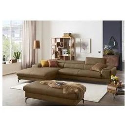 Ecksofa W.Schillig "piedroo" Sofas Gr. B/H/T: 343cm x 70cm x 193cm, Longlife Xtra-Leder Z69, Longchair links, mit Kopfteilverstellung-mit motorischer Sitztiefenverstellung, braun (fango z69) Kopfteilverstellung, wahlweise mit Sitztiefenverstellung, Breite 343cm