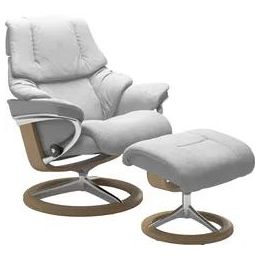 Relaxsessel stressless "Reno" Sessel Gr. ROHLEDER Stoff Q2 FARON, Signature Base Eiche, Relaxfunktion-Drehfunktion-PlusTMSystem-Gleitsystem-BalanceAdaptTM, B/H/T: 92cm x 100cm x 80cm, grau (light q2 faron) mit Signature Base, Größe S, M & L, Gestell Eiche