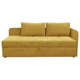 Schlafsofa Alina "Marla" Sofas Gr. B/H/T: 205cm x 73cm x 95cm, Struktur fein XBO, Armlehne rechts, gelb (gelb xbo 5) inkl. Stauraum & 2 Rückenkissen, Armlehne wahlweise links oder rechts