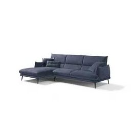 Ecksofa Egoitaliano "FUNNY, hochwertiges und aktuelles Design, bequeme Rückenlehne" Sofas Gr. B/H/T: 265cm x 90cm x 225cm, Microfaser, Recamiere links, blau hochwertiger Sitzkomfort, L-Form