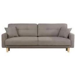 3-Sitzer Home Affaire "Triplo wahlweise mit Bettfunktion und Bettkasten" Sofas Gr. B/H/T: 215cm x 89cm x 100cm, Luxus-Microfaser weich, mit Bettfunktion-mit Bettkasten, grau (taupe) incl. Zierkissen, BTH: 21510089 cm Liegefläche 191 x 145