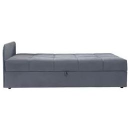 Schlafsofa Alina "Marla" Sofas Gr. B/H/T: 205cm x 73cm x 91cm, Chenille EQE, Armlehne links, blau (denimblau eqe 16) inkl. Stauraum, Armlehne wahlweise links ode rechts