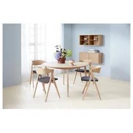 Essgruppe HAMMEL FURNITURE "Findahl/Basic by Hammel Single/City" Sitzmöbel-Sets braun (naturfarben, dunkelgrau, natur) mit Single Esstisch Ø130 cm inkl. 2 Einlegeplatten und 4 City Stühle