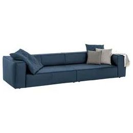 4-Sitzer W.Schillig "around-the-block" Sofas Gr. B/H/T: 300cm x 66cm x 104cm, Longlife Xtra-Leder Z69, blau (ocean z69) mit eleganter Biese, Federkern