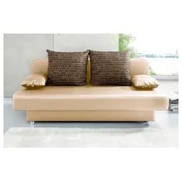 Schlafsofa Collection AB "Ulla" Sofas Gr. B/H/T: 186cm x 94cm x 85cm, Kunstleder SOFTLUX, beige inkl. Bettfunktion und Bettkasten, mit passenden Rückenkissen