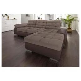 Sit & More Ecksofa SIT & MORE "Ontario L-Form" Sofas Gr. B/H/T: 280cm x 75cm x 183cm, Luxus-Microfaser ALTARA NUBUCK-Struktur fein, Recamiere rechts, ohne Bettfunktion-XXL, braun (dunkelbraun/schlamm) XXL, wahlweise mit Bettfunktion