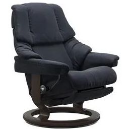 Relaxsessel stressless "Reno" Sessel Gr. Leder PALOMA, PowerTM Leg & Back-Classic Base Wenge-M, B/H/T: 79cm x 98cm x 78cm, blau (shadow blue paloma) elektrisch verstellbar, optional 2-motorisch, Größe M & L