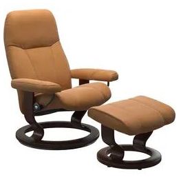 Relaxsessel stressless "Consul" Sessel Gr. Material Bezug, Material Gestell, Ausführung / Funktion, Maße B/H/T, braun (new caramel) mit Hocker, Classic Base, Größe L, Gestell Braun