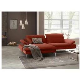 Ecksofa W.Schillig "enjoy&MORE" Sofas Gr. B/H/T: 294cm x 87cm x 185cm, Stoff S37, Recamiere links, mit Kopfteilverstellung-mit Armlehnenverstellung-mit Sitztiefenverstellung, rot (marsala s37) mit Sitztiefenverstellung, Füße silber matt, Breite 294 cm