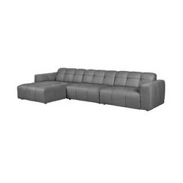 Ecksofa furninova "Chess, Designsofa mit sehr hohem Sitzkomfort, Eyecatcher im Wohnzimmer" Sofas Gr. B/H/T: 351cm x 74cm x 171cm, Recamiere links, weiß (silber) mit attraktiver Steppung, im skandinavischen Design