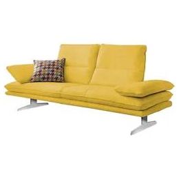 2-Sitzer W.Schillig "broadway" Sofas Gr. B/H/T: 216cm x 94cm x 96cm, Longlife Xtra-Leder Z69, Longchair links, mit Sitztiefenverstellung-ohne Kopfteilverstellung-ohne Seitenteilverstellung, gelb (lemon z69) Sitztiefenverstellung, Kopfteil- & Seitenteilverstellung, Breite 216cm