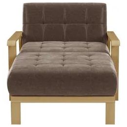 Sit & More Recamiere SIT & MORE "Billund" Sofas Gr. B/H/T: 109cm x 88cm x 185cm, Luxus-Microfaser Vintageoptik, Recamiere beidseitig, ohne Schlaffunktion, braun (nougat) Armlehnen aus eichefarbigem Buchenholz, verschiedene Bezüge und Farben