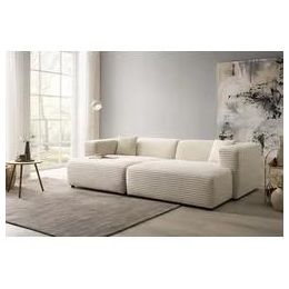 Polsterecke Andas "BAKELS" Sofas Gr. B/H/T: 267cm x 66cm x 163cm, Cord, Ottomane rechts, beige (hellbeige) Ecksofa-Set (incl. Hocker) im trendigen Megacord