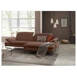 Ecksofa W.Schillig "enjoy&MORE" Sofas Gr. B/H/T: 294cm x 87cm x 185cm, Chenille-Flachgewebe R66, Recamiere rechts, mit Kopfteilverstellung-mit Armlehnenverstellung-mit Sitztiefenverstellung, braun (copper r66) Sitztiefenverstellung, Füße bronze pulverbeschichtet, Breite 294 cm