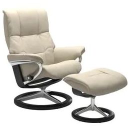 Relaxsessel stressless "Mayfair" Sessel Gr. Leder BATICK, Signature Base Schwarz, Relaxfunktion-Drehfunktion-PlusTMSystem-Gleitsystem-BalanceAdaptTM, B/H/T: 92cm x 103cm x 79cm, beige (cream batick) mit Hocker, Signature Base, Größe S, M & L, Gestell Schwarz