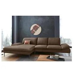 Ecksofa W.Schillig "enjoy&MORE" Sofas Gr. B/H/T: 340cm x 87cm x 185cm, Stoff S37, Recamiere links, mit Kopfteilverstellung-mit Armlehnenverstellung-mit Sitztiefenverstellung, braun (mocca s37) Sitztiefenverstellung, Füße schwarz pulverbeschichtet, Breite 340 cm