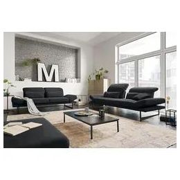 3-Sitzer 3C Candy "Mallow" Sofas Gr. B/H/T: 258cm x 83cm x 103cm, Luxus-Microfaser, schwarz Verstellbare Armlehne und Kopfteil, manuelle Sitztiefenverstellung