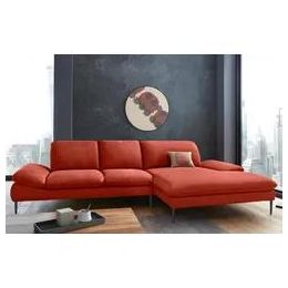 Ecksofa W.Schillig "enjoy&MORE" Sofas Gr. B/H/T: 340cm x 87cm x 185cm, Stoff S37, Recamiere rechts, mit Kopfteilverstellung-mit Armlehnenverstellung-mit Sitztiefenverstellung, rot (marsala s37) Sitztiefenverstellung, Füße schwarz pulverbeschichtet, Breite 340 cm