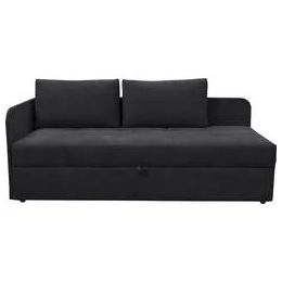 Schlafsofa Alina "Marla" Sofas Gr. B/H/T: 205cm x 73cm x 95cm, Struktur fein XBO, Armlehne links, schwarz (schwarz xbo 10) inkl. Stauraum & 2 Rückenkissen, Armlehne wahlweise links oder rechts