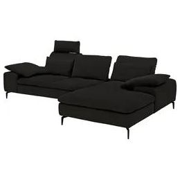 Ecksofa W.Schillig "valentinoo" Sofas Gr. B/H/T: 299cm x 83cm x 178cm, Longlife Xtra-Leder Z59, Longchair rechts, mit Sitztiefenverstellung, schwarz (schwarz z59) inklusive Hocker, mit Sitztiefenverstellung, Breite 299 cm