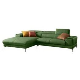 Ecksofa W.Schillig "piedroo" Sofas Gr. B/H/T: 303cm x 70cm x 193cm, Longlife Xtra-Leder Z69, Longchair links, mit Kopfteilverstellung-mit motorischer Sitztiefenverstellung, grün (grün z69) Ecksofa Kopfteilverstellung, wahlweise mit Sitztiefenverstellung, Breite 303cm