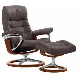 Relaxsessel stressless "Opal" Sessel Gr. Leder PALOMA, Signature Base Braun, B/H/T: 81cm x 100cm x 73cm, braun (chocolate) mit Hocker, Signature Base, Größe L, Schlaffunktion