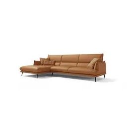 Ecksofa Egoitaliano "FUNNY, hochwertiges und aktuelles Design, bequeme Rückenlehne" Sofas Gr. B/H/T: 265cm x 90cm x 225cm, Leder, Recamiere links, bunt (brick) hochwertiger Sitzkomfort, L-Form