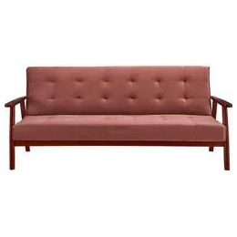 Schlafsofa Salesfever Sofas Gr. B/H/T: 190cm x 81cm x 85cm, Samtoptik, Samtvelours, rosa (rose) Mit 60Relax- und Schlaffunktion